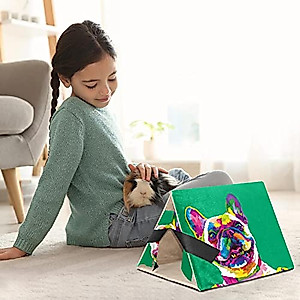 Y-DSIWX Guinea Pig Hideout House Bed, Colorful French Bulldog Dog Rabbit Cave, Squirrel Chinchilla Hamster Hedgehog Nest Cage