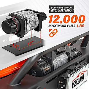 EYOUHZ Front & Rear Bumper with Spare Tire Carrier Compatible with 2007-2018 Jeep Wrangler JK JKU Unlimited w/Winch Plate, Paintable Armor, License Plate Bracket, Hitch Receiver, LED Lights & D-rings