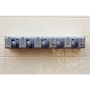 Carlisle FoodService Products 4073700 Roll ’N Grip ABS Plus Broom and Brush Holder, 16-1/2" Length x 2-3/4" Height x 3-1/2" Depth, Light Blue