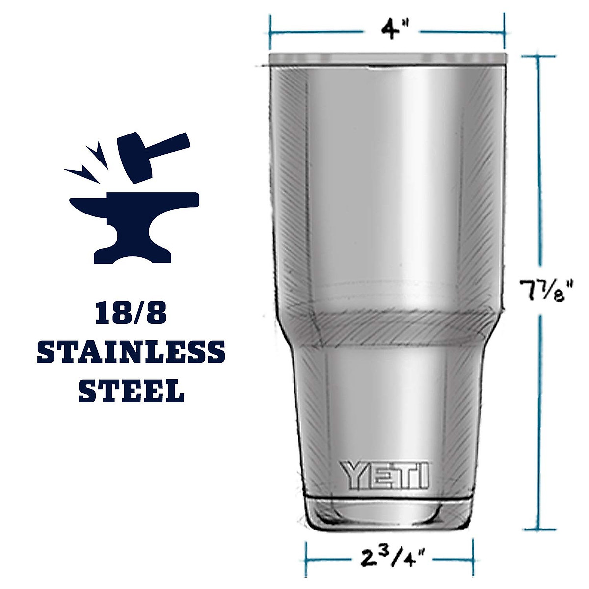 YETI Rambler 30 oz Stainless Steel Vacuum Insulated Tumbler w/MagSlider Lid, White