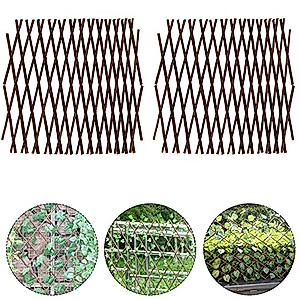 2PCS Natural Willow Trellis, Expandable Plant Support, Plant Climbing Lattice, Outdoor Decorative Wood Trellis Fence Wall Panel, Garden Trellis for Vine Ivy Rose Cucumbers Clematis