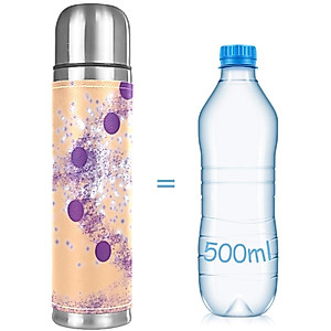 Stainless Steel Leather Vacuum Insulated Mug Dream Thermos Water Bottle for Hot and Cold Drinks Kids Adults 16 Oz