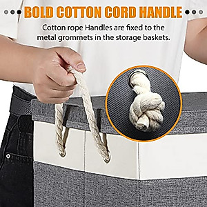 ASXSONN Large Storage Bins with Lids, Fabric Storage Bins with Label & 3 Handles, Foldable Storage Boxes with Lids, Storage Baskets with Lids for Organizing Home Office (15"x11"x9.6", Grey&White, 3 Pack)