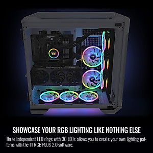 Thermaltake SWAFAN 12 RGB Radiator Fan TT Premium Edition 3 Pack, Swappable Fan Blade Design, Customizable air Flow Direction, 2000 RPM, CL-F137-PL12SW-A, 120mm Black