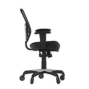 Flash Furniture Nicholas Mid-Back Multifunction Executive Swivel Ergonomic Office Chair with Adjustable Arms, Transparent Roller Wheels, 27", Black Mesh