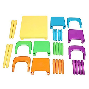 FRITHJILL Kids Plastic Table and Chair Set,Art Play-Room Little Kid Children Furniture Accessories(4 Childrens Seats with 1 Tables Sets),Fit for 3-8 Years Old