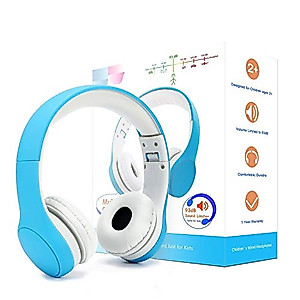 Anble Kids Headphones with Microphone Volume Limited Foldable Wired Headsets for Children - Blue