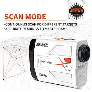 AOFAR GX-7N, High-Precision Golf Rangefinder with Slope Switch, Continuous Scan, Flag-Lock, 800 Yards, Waterproof, Accessories Included, White, Model GX-7N