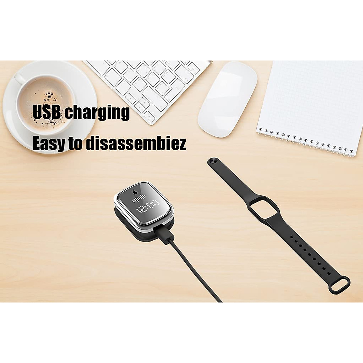 Wskvlcg Ultrasonic Mosquito Repellent Bracelet, Mosquito Repellent Electronic Watch with Clock Function USB Rechargeable Anti