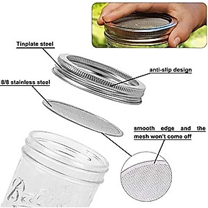 Sprouting Jar Kit, 2 Wide Mouth Mason Jars with Stainless Steel Strainer Lids Stands and Tray Germinator Set, Indoor Seed Sprouter Jar Kit for Growing Broccoli Beans
