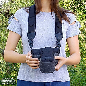 USA GEAR FlexARMOR X DSLR SLR Camera Case Sleeve with Deluxe Padded Neoprene Protection, Carabiner Clip and Accessory Storage - Compatible with Nikon D3400, Canon EOS Rebel SL2, Pentax K-70 and More