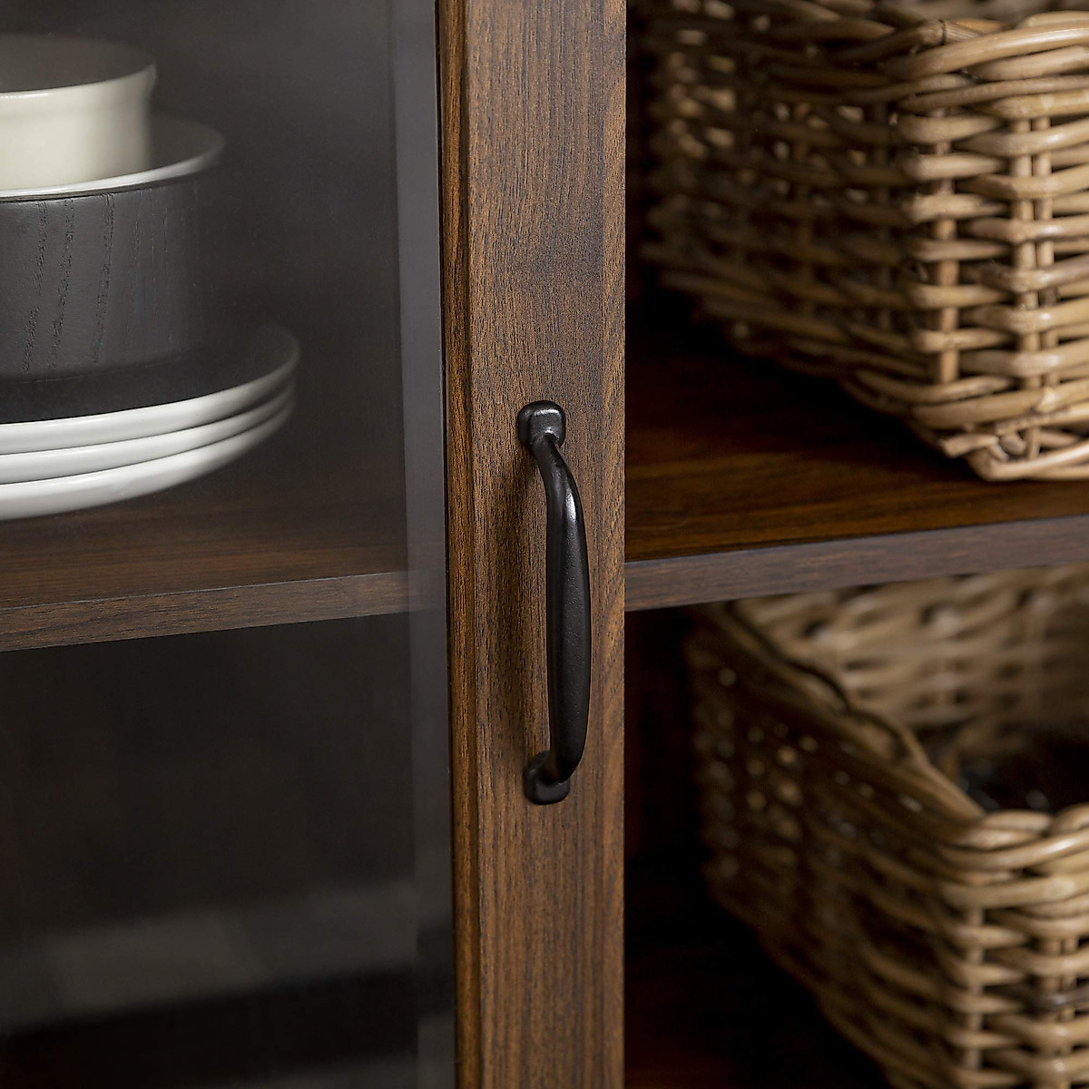 Walker Edison Tall Wood Universal TV Stand with Open Storage For TV's up to 58" Flat Screen Living Room Storage Entertainment Center, 52 Inch, White Oak