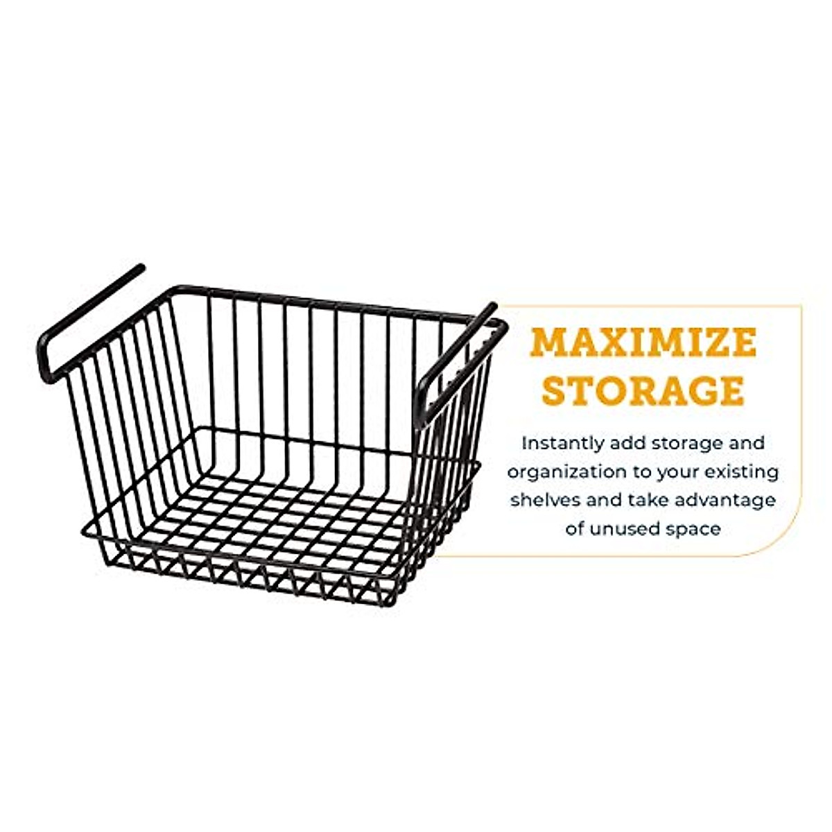 SnapSafe Hanging Shelf Large Basket, 76011 - Coated Wire Basket Maximizes Storage for Documents, Gun Accessories, & Ammo - Easy Access Under Shelf Storage for Gun Safes - Holds Up to 40 Pounds