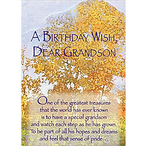 Designer Greetings Greatest Treasures Yellow and Orange Leaves Die Cut Z-Fold Birthday Card for Grandson