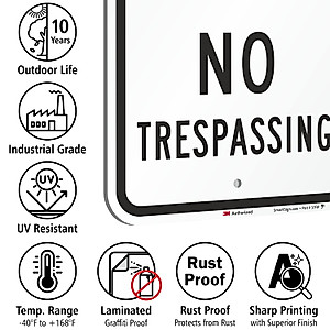 "Private Property - No Trespassing" Sign By SmartSign | 12" x 18" 3M Engineer Grade Reflective Aluminum