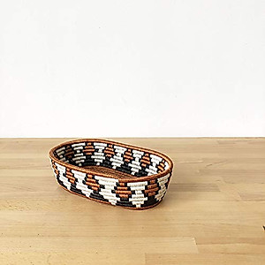 African Bread Basket- Bungoma/Sisal and Sweetgrass/Woven Basket/Made in Rwanda/Burnt Sienna, Black, White