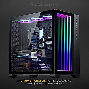 MagniumGear (MG-NE620QI_DBK02) NEO Qube 2 IM, Dual Chamber ATX Mid-Tower, Digital-RGB Infinity Mirror Front Panel, Front I/O USB Type C, Tempered Glass Panels, Black