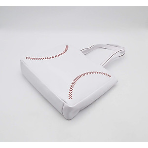 BallPark Leather White Leather Baseball Seam Purse