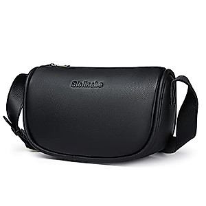 Blofinche Genuine Leather Crossbody Bag for Women Medium Shoulder Handbag with Metal Zipper and Strap Adjustable Black