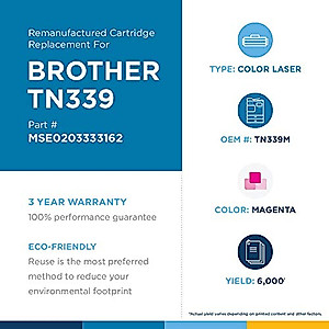 MSE Brand Remanufactured Toner Cartridge Replacement for Brother TN339 | Magenta | Super High Yield