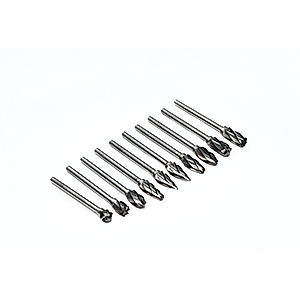YUFUTOL 1/8 inch Carbide Burr Set - 10pcs Aluma Cut Carbide Rotary Burrs for Aluminum 3mm Shank Fits Die Grinder Drill for Woodworking,Drilling, Aluminum Craving,Engraving, Polishing