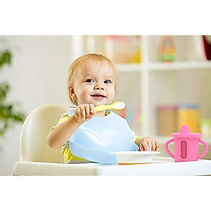 Bakerpan Silicone Toddler Spill Proof Sippy Cup with Level Indicator Window & handles (Pink)