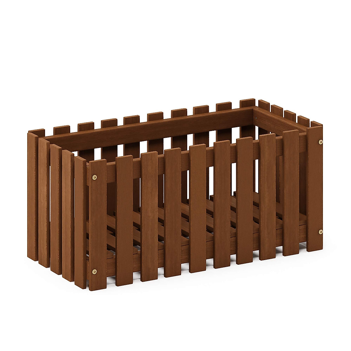 Furinno FG18453 Tioman Hardwood Patio Furniture Outdoor Slat Style Flower Planter Box, Natural