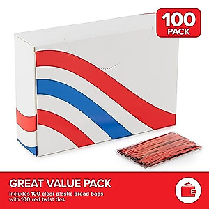 100 Pack Clear Plastic Bread Bags for Homemade Bread Adjustable and Reusable Large Disposable Storage Bag with Twist Ties for Fresh Home-Made Sourdough Loaf, Freezer Safe Airtight BPA-Free