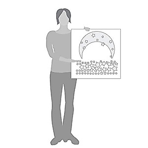 Moon and Stars Night Sky Vinyl Wall Art Decal Sticker Design for Nursery Room DIY Mural Decoration (White, 22x49 inches)