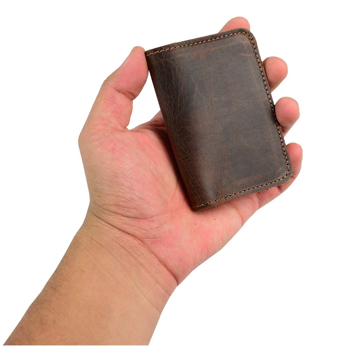 Hide & Drink, Leather Card & Key Holder, Cash Organizer, Front Pocket Wallet, Everyday Accessories, Handmade Includes 101 Year Warranty :: Bourbon Brown