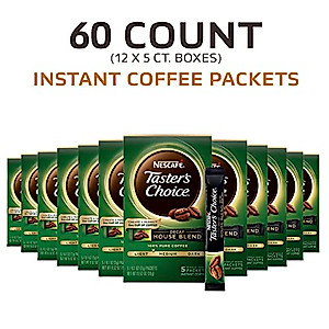 Nescafe Taster's Choice Decaf Instant Coffee, House Blend, 0.52 Ounce (Pack of 12)