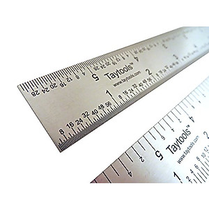 Taytools 6 Inch Rigid Machinist Rule Ruler Hardened Spring Steel 4R Graduations in 1/8, 1/16, 1/32 and 1/64 Inches MRSAE