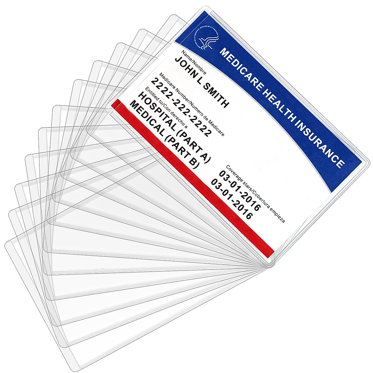 MaxGear New Medicare Card Holder Protector Sleeves 6 Pack, 12 Mil Clear PVC Water Resistant Medicare Card Protectors Sleeves for New Medicare Card, Business Cards, Social Security Card Protector