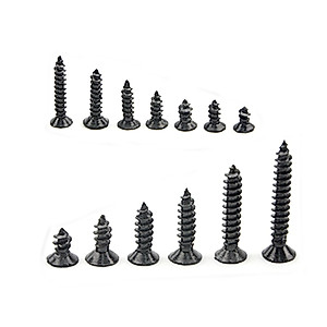 XINGYHENG 650Pcs 13 Kinds M2 M2.3 M3 Black Sunk Head Self Tapping Screw Black Oxide Stainless Flat Cross Recessed Pan Head Screw Assortment Kit