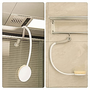FULLOFJOY Back Bath Brush Long Handle for Shower, Curved Back Scrubber for The Elderly, Disabled, Limited Mobility, U-Shaped Body Shower Brush for Man and Woman, 27.56” Length