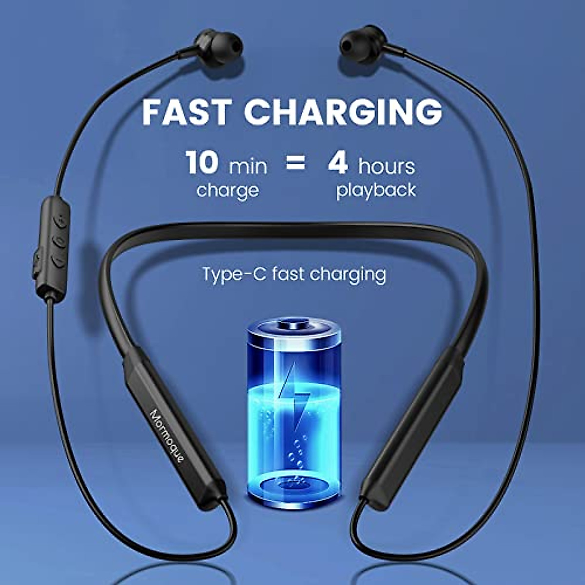 MORMOQUE Bluetooth Headphones in-Ear Neckband,V5.3 Wireless Earbuds w/Mic Magnetic Earphone 30Hrs Playtime, IPX4 Sweatproof HiFi Deep Bass Bluetooth Headset for Phone Call Music Sports