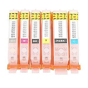 5PCS Ink Cartridge, Reusable Printing Ink Cartridge PGBK BK C M Y 5 Color for Printing (170-171)