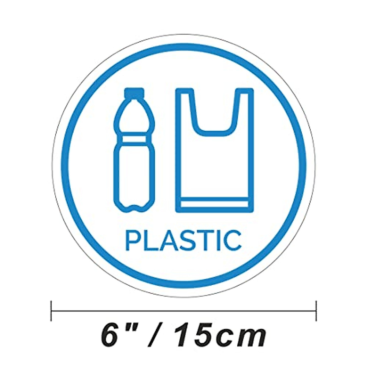 6 Pack Glass, Paper, Plastic, Metal, Trash, Recycle Sign Stickers - Self-Adhesive Vinyl Decal Recycle Logos - Eco-Friendly Trash Can Signs - 6" - Indoor & Outdoor Use - Waterproof & UV Protected
