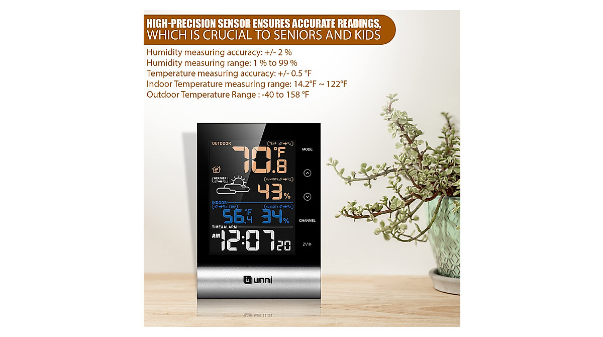 Wireless Indoor Outdoor Thermometer with 328ft Range