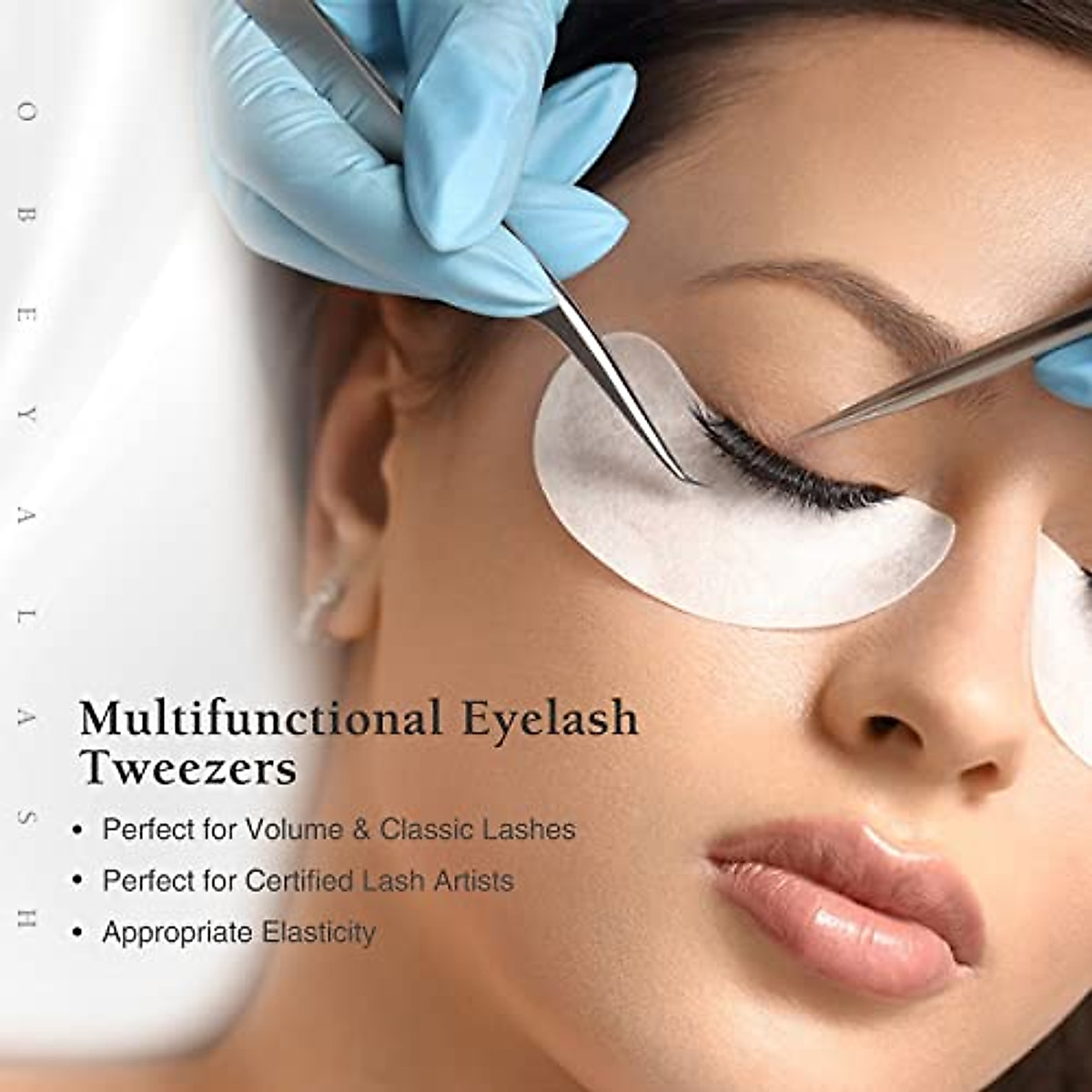 Eyelash Extension Tweezers for Individual and 3D 5D 6D Volume Lashes Curved Point Professional Stainless Steel Precision Lash Extension Tweezers