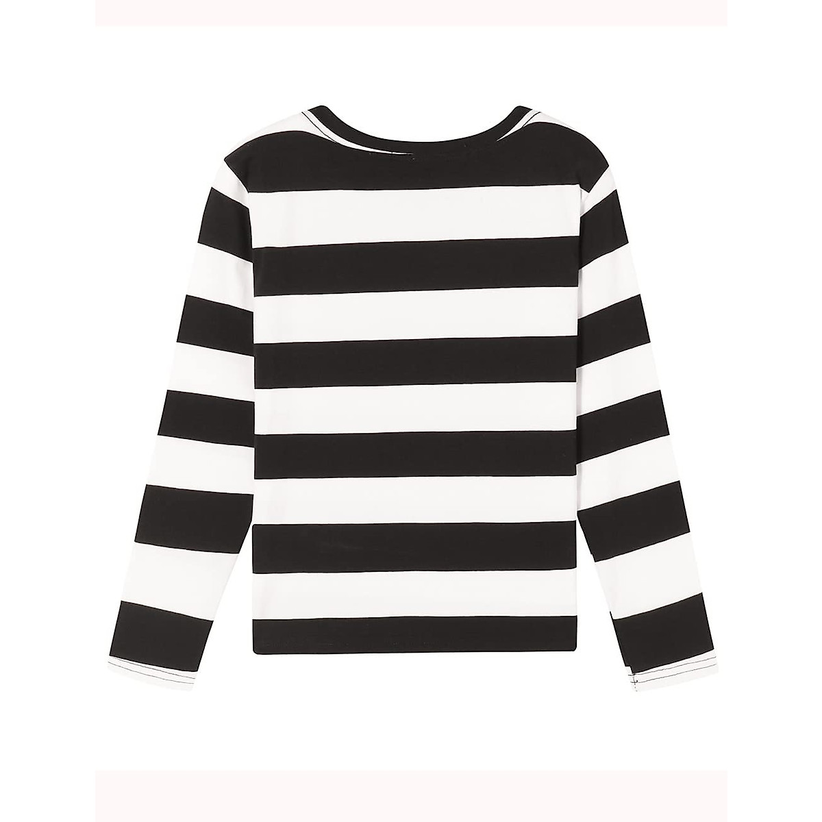 DILBYKE Boys Girl Long Sleeve Striped Crew Neckline T-Shirts Kid Tee, Cotton, Black and White 9-10 Years