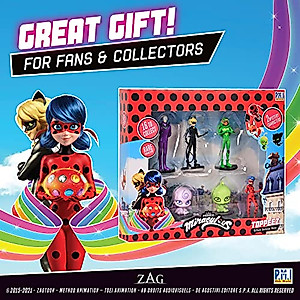 P.M.I. Miraculous Ladybug Designs Topeez | 8 Miraculous Ladybug Topeez Out of 16 Designs in 1 Pack | 6 Topeez and 2 Rare Hidden Mystery Topeez (Assortment B)