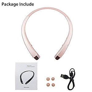 QT S Bluetooth Headset, Lightweight Retractable for Neckband Bluetooth Headphones for Sports Exercise Home & Office, Noise Cancelling Stereo Neckband Wireless Headset Talk 9-10 Hours (Silver)