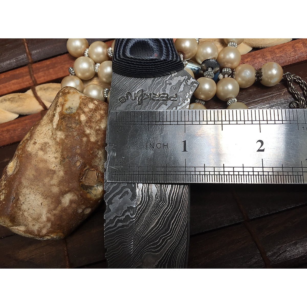 Perkin Handmade Damascus Hunting Knife Full Tang Fixed Blade Knife - 5MH