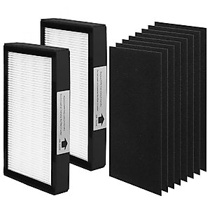 FLT4100 HEPA Filter E Replacement for Air Purifier AC4100, AC4100CA, AC4150BL, AC4150PCA, Funmit 2 True HEPA Filter + 8 Activated Carbon Filter