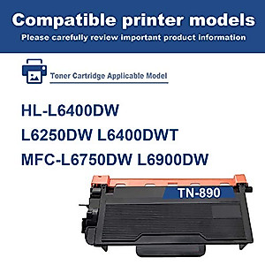 Ultra High Yield TN-890 2 Pack Black Toner Cartridge Compatible TN890 Replacement for Brother HL-L6250DW HL-L6400DW HL-L6400DWT MFC-L6750DW MFC-L6900DW Printers.