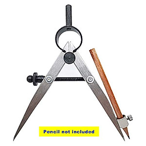 ZLKSKER 4/10 inch Woodworking Compass with Pencil Holder, Precision Spring Divider/Scriber, All Metal Compass for Leather Work Metalworking (4 inch)