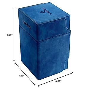 Watchtower 100+ XL Convertible Deck Box | Double-Sleeved Card Storage | Card Game Protector | Nexofyber Surface | Holds Up to 100 Cards | Blue Color | Made by Gamegenic