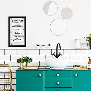 Jetec Bathroom Wall Decor Funny Bathroom Rules Sign Bathroom Rules Wall Decor for Kids Bathroom Rules Wall Plaque Rustic Wood Toilet Decoration Wall Art for Bathroom Decor, 13.8 x 7.9 x 0.2 Inches