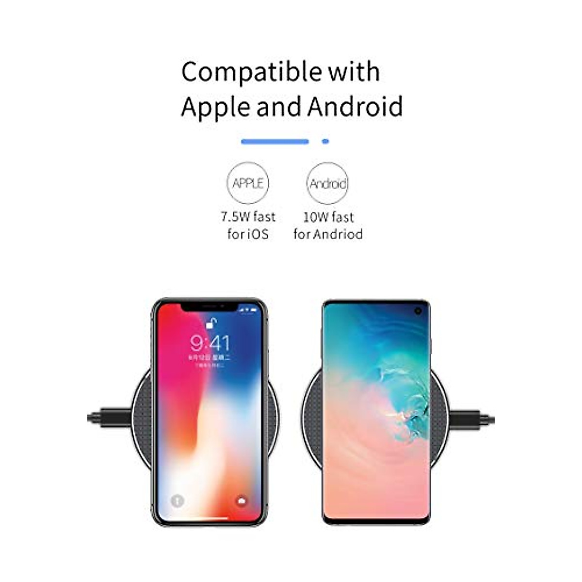 N/A Qi Wireless Charger+External Receiver for Samsung Galaxy A12 A22 A32 A42 A52 A72 4G 5G Black